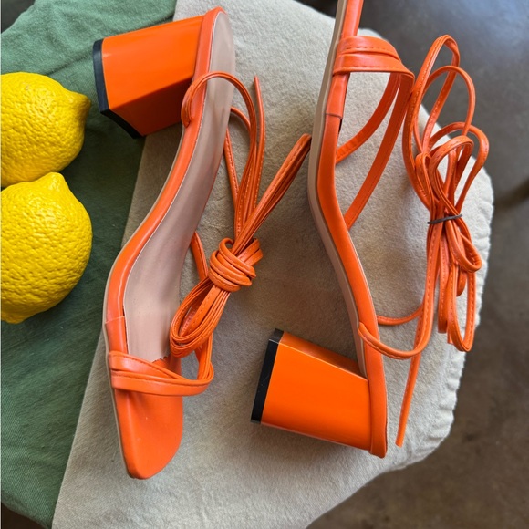 Shoes | Orange Strappy Sandals | Poshmark